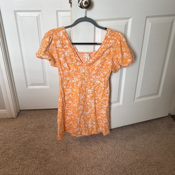 Jessica Simpson | Dresses | Jessica Simpson Orange Floral Mini Dress ...